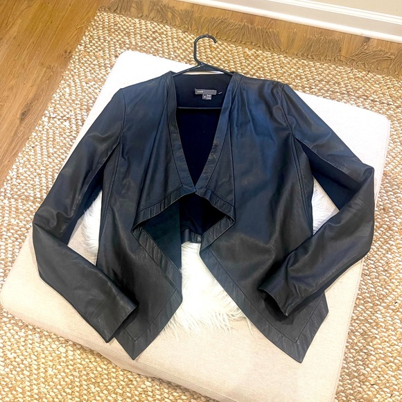 Vince | Jackets & Coats | Draped Faux Leather Jacket | Poshmark